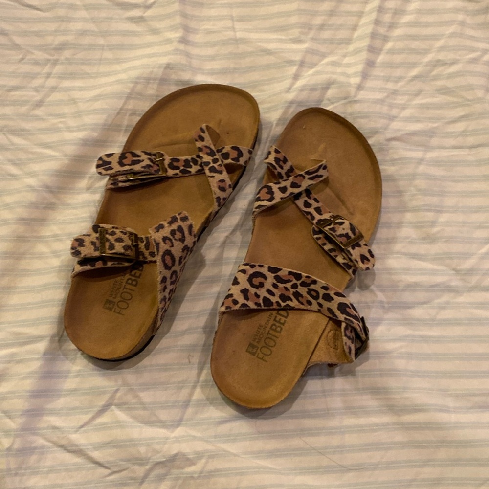 White Mountain Footbed Cheetah Print Sandals - Gem